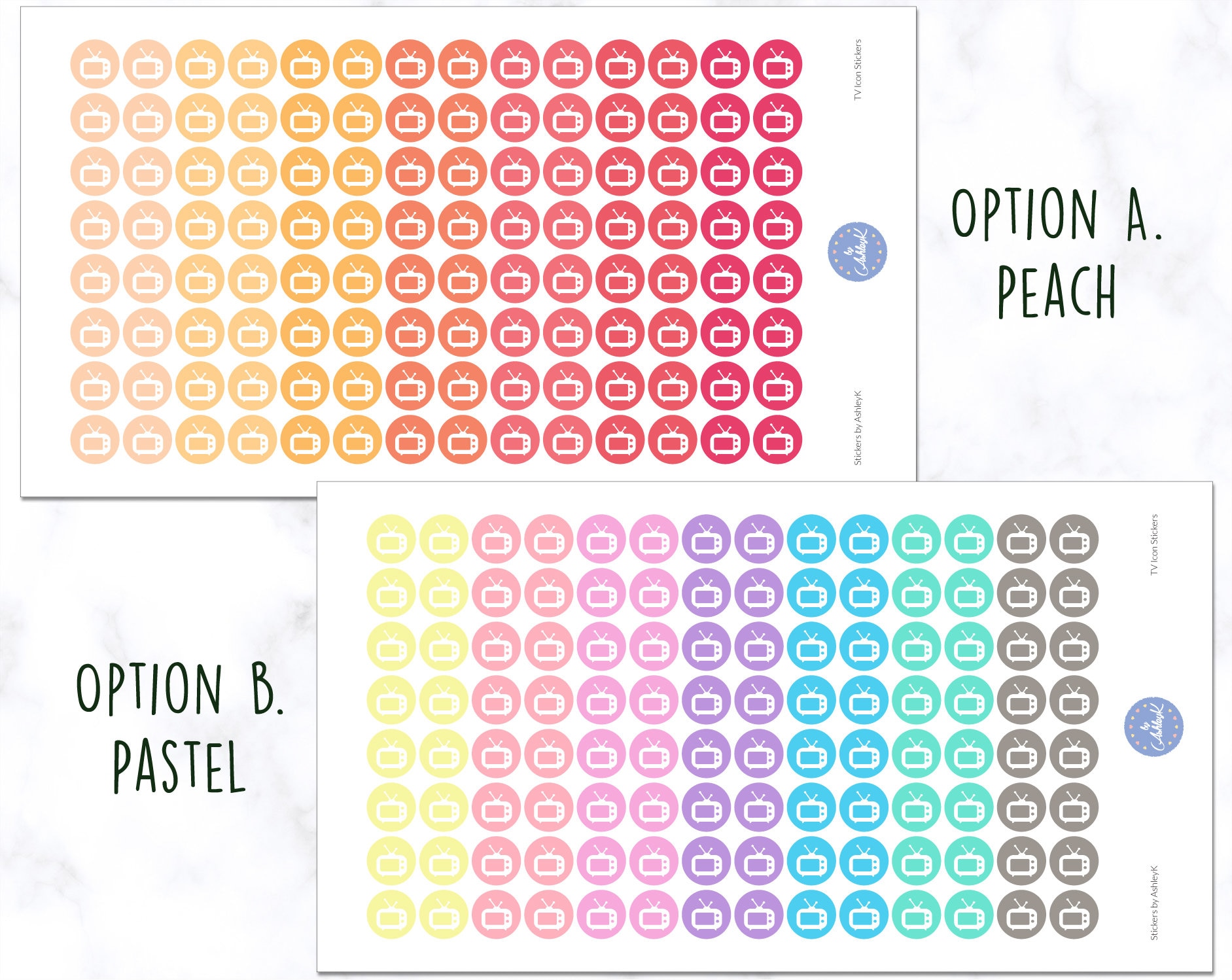 TV Icon Stickers | TV Stickers | Icon Round Stickers | Circle Stickers ...