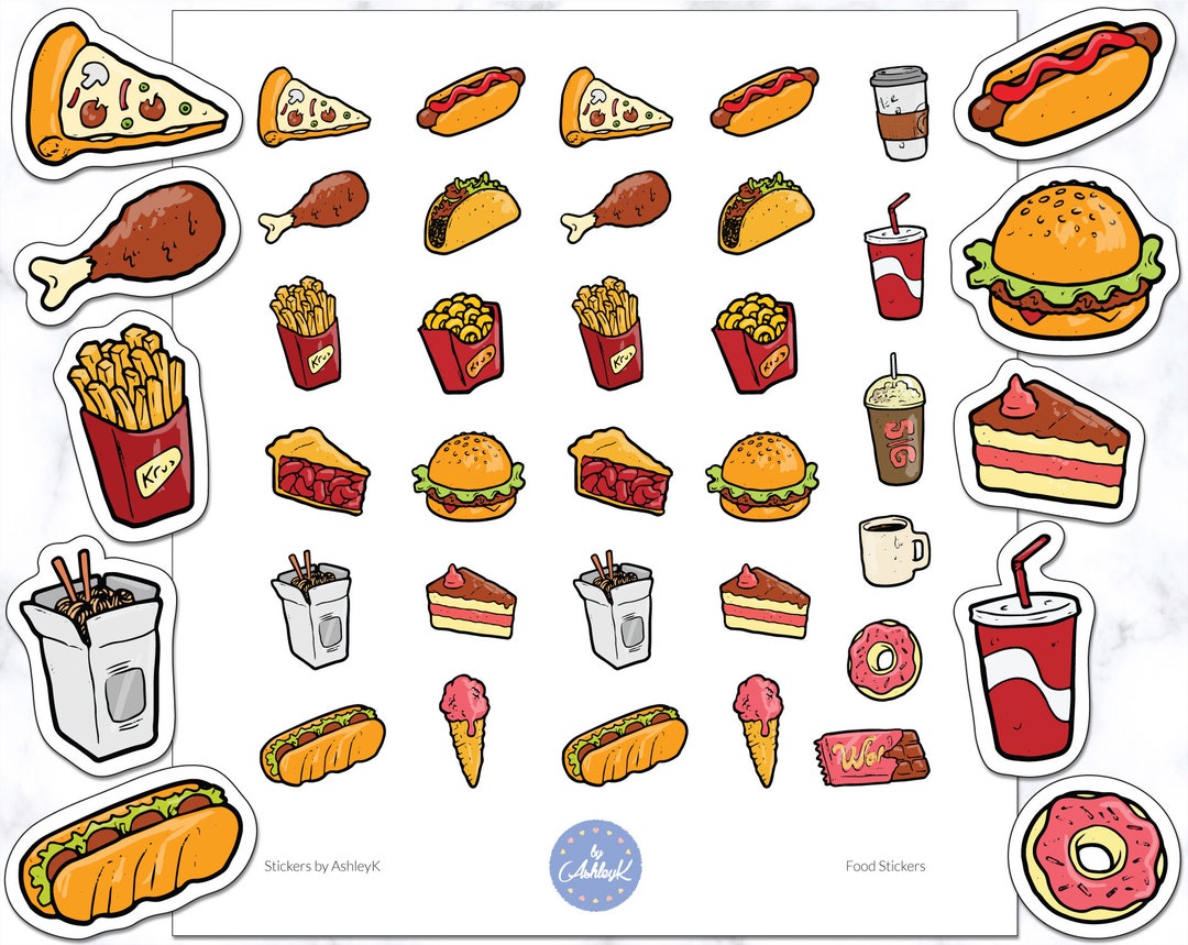 Food Stickers | Dinner Stickers | Dessert Stickers | Planner Stickers ...