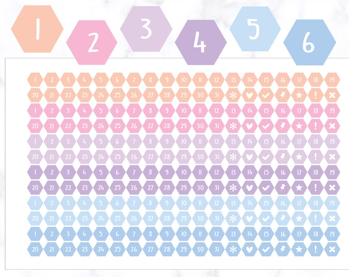 Days of the Month color Date Stickers Bullet Journal Stickers Planner ...