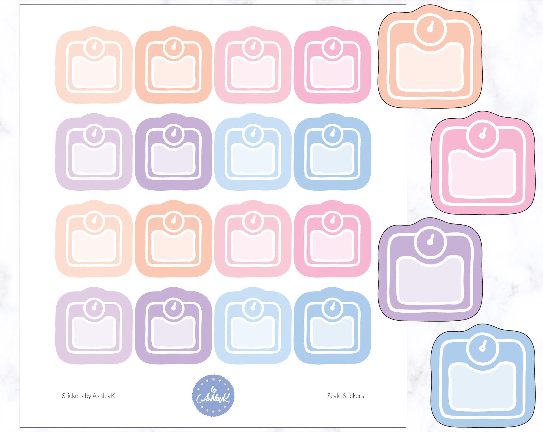 Scale Planner Stickers | Weight Tracker Stickers | Health Stickers ...