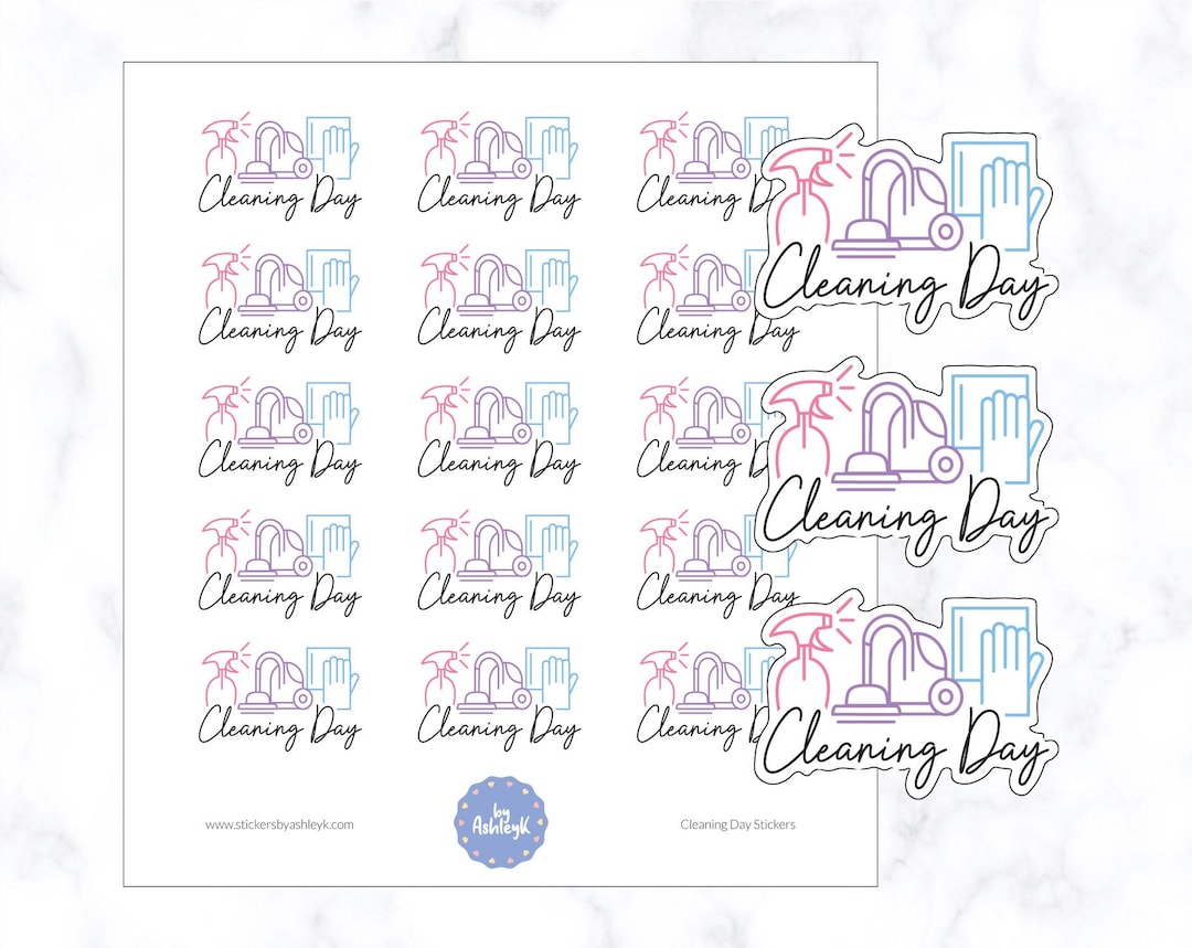 Cleaning Day Planner Stickers Vacuum Stickers Cleaning Spray Planner ...