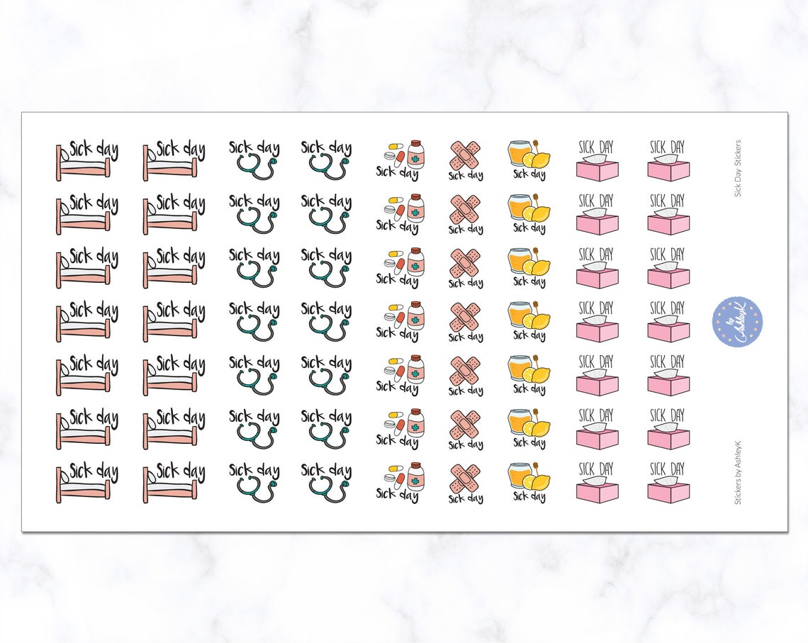 Sick Day Stickers Doctor Stickers Cold Stickers Medicine - Etsy