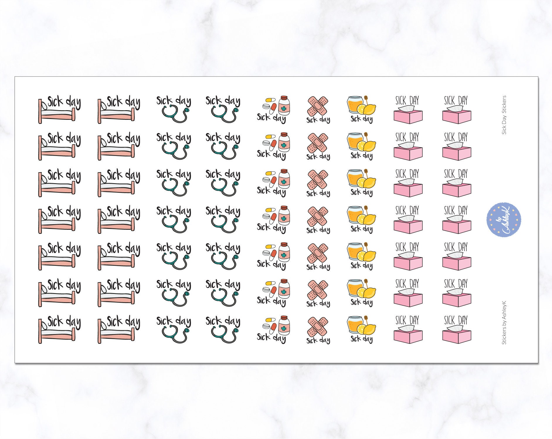 Sick Day Stickers Doctor Stickers Cold Stickers Medicine - Etsy