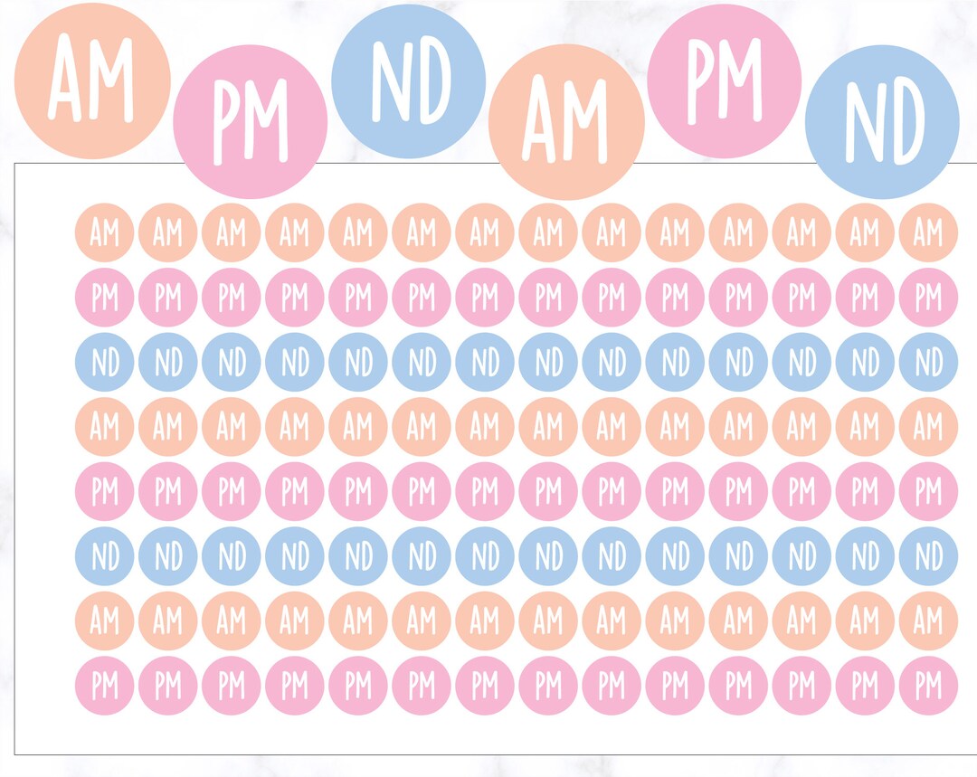 112 AM PM ND Round Stickers | Work Shift Stickers | Am Pm Planner ...