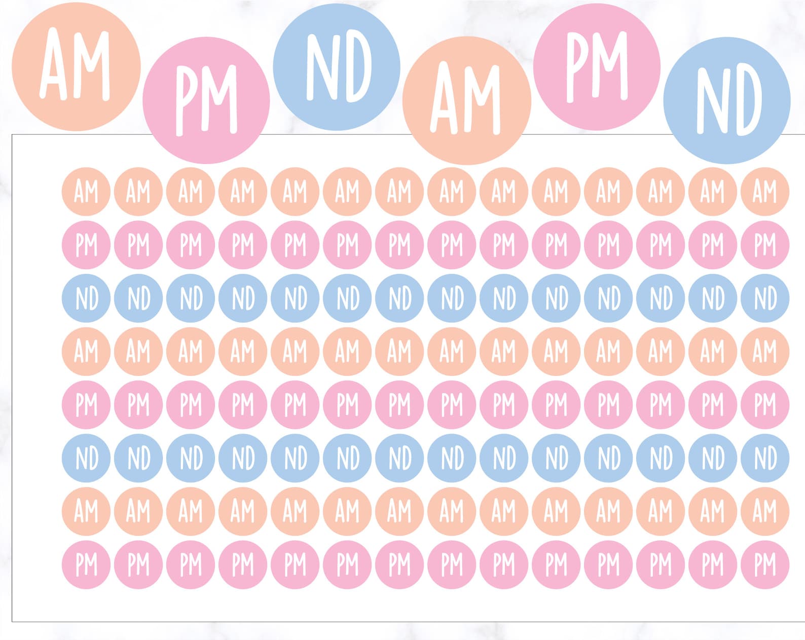 112 AM PM ND Round Stickers | Work Shift Stickers | Am Pm Planner ...
