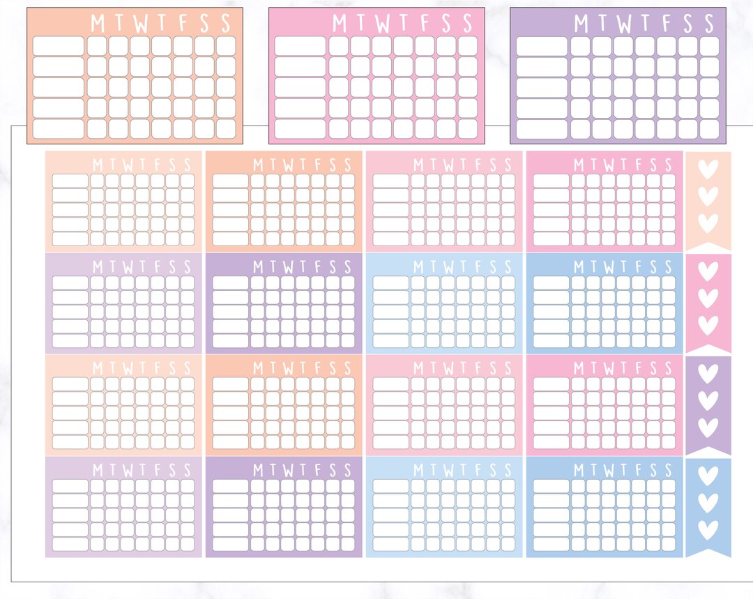 Weekly Habit Tracker Table Planner Stickers | Habit Tracker Stickers ...