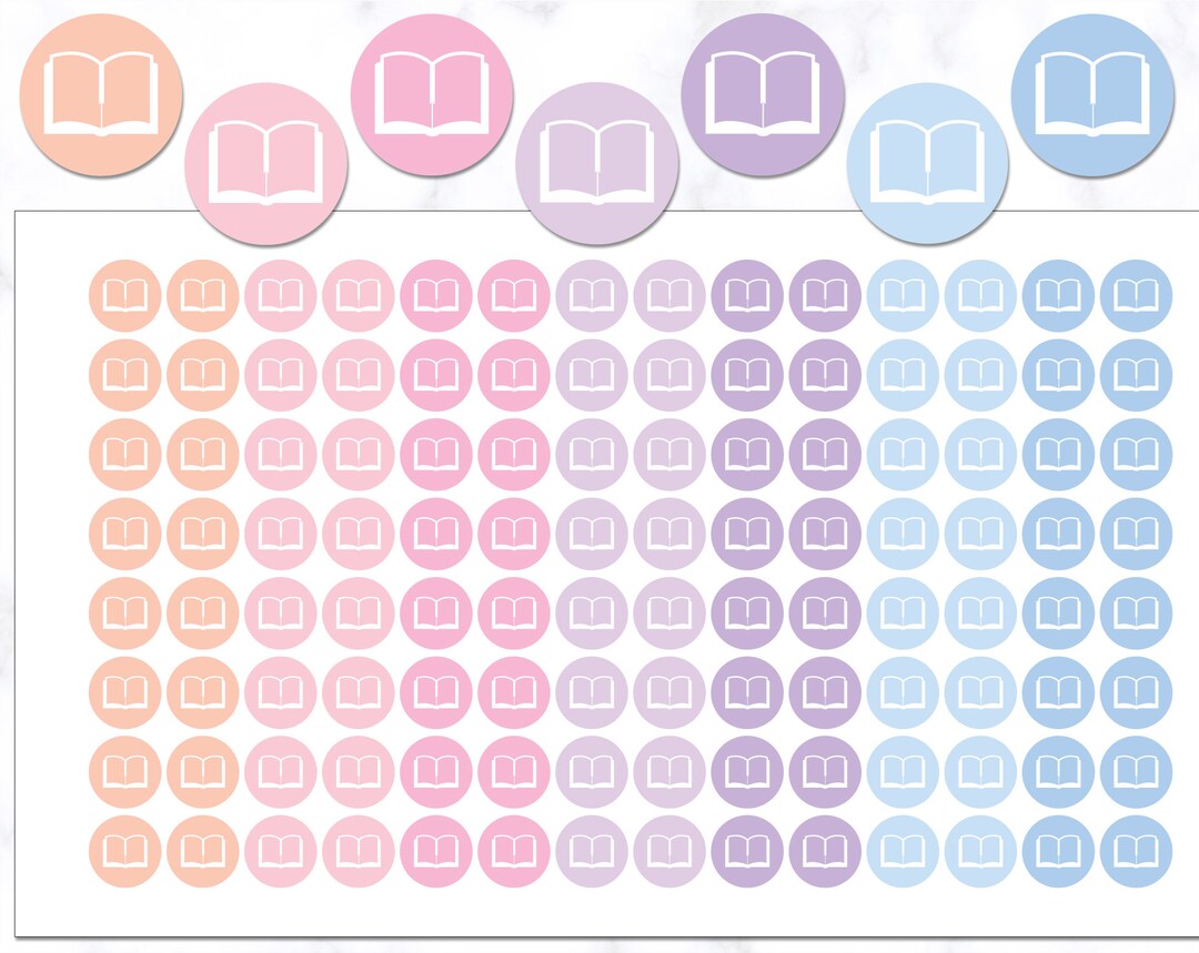 Book Icon Round Planner Stickers | Reading Planner Stickers | Book Icon ...