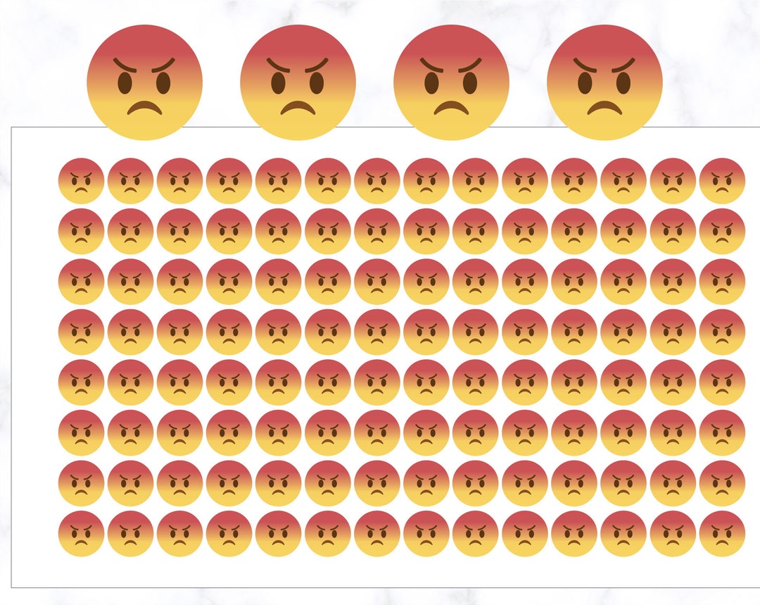 Angry Red Face Emoji Planner Stickers | Angry Face Emoji Stickers ...