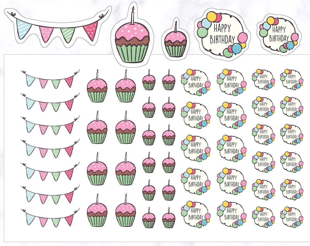Happy Birthday Stickers | Birthday Planner Stickers | Planner Stickers ...