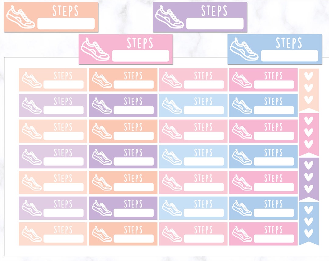 Steps Planner Stickers | Steps Tracker Stickers | Workout Stickers ...