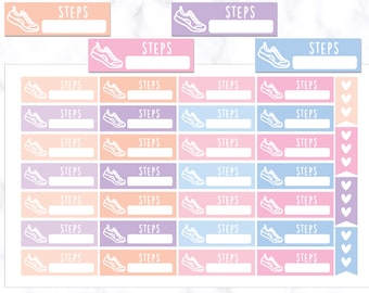 Daily Steps Tracker HORIZONTAL Planner Stickers Weekly - Etsy