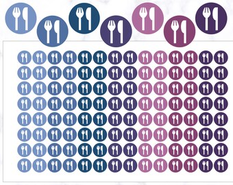 Flatware Knife Spoon Fork Stickers One Inch Round Seals - Etsy