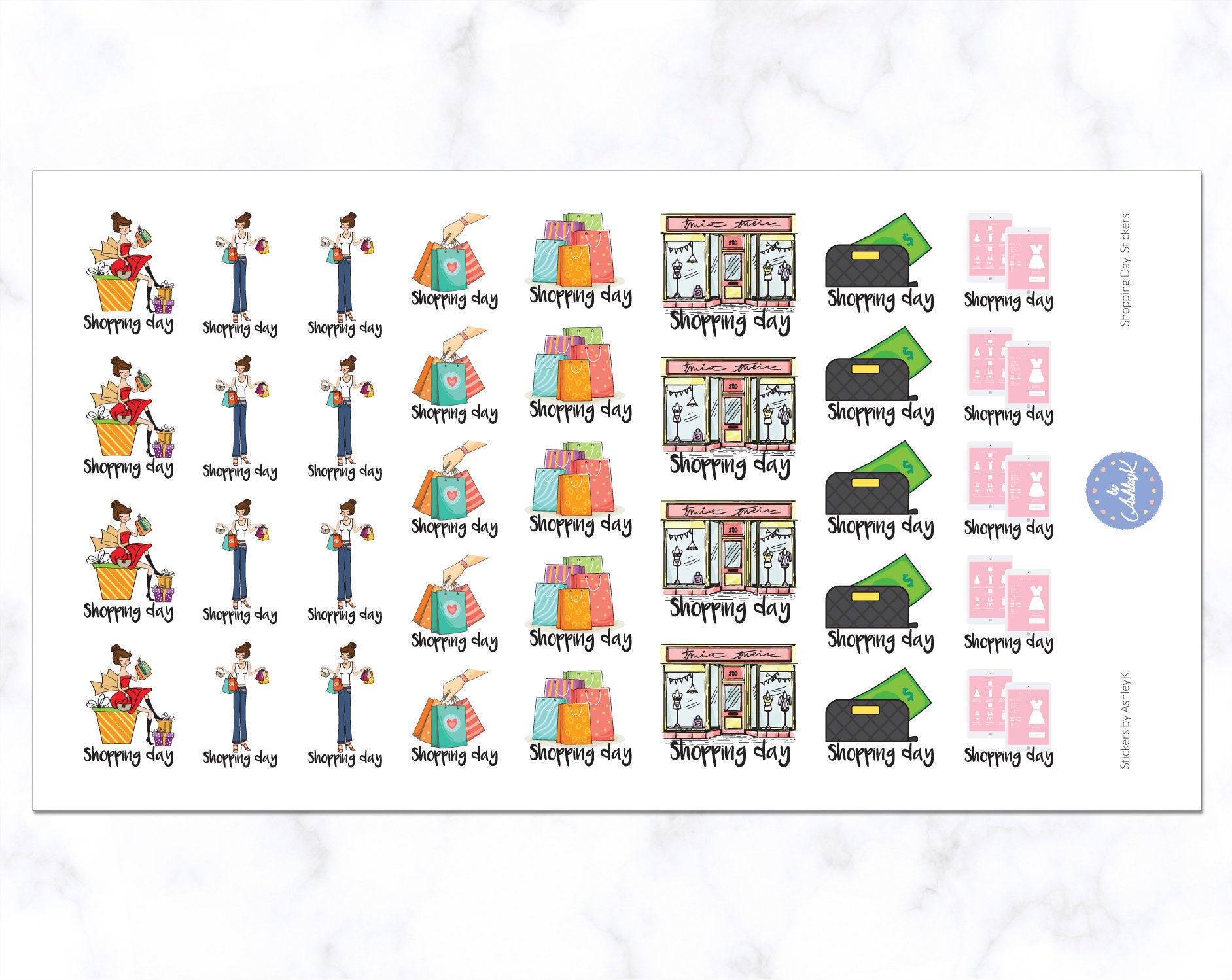 Shopping Planner Stickers Shopping Girl Stickers Shopping - Etsy