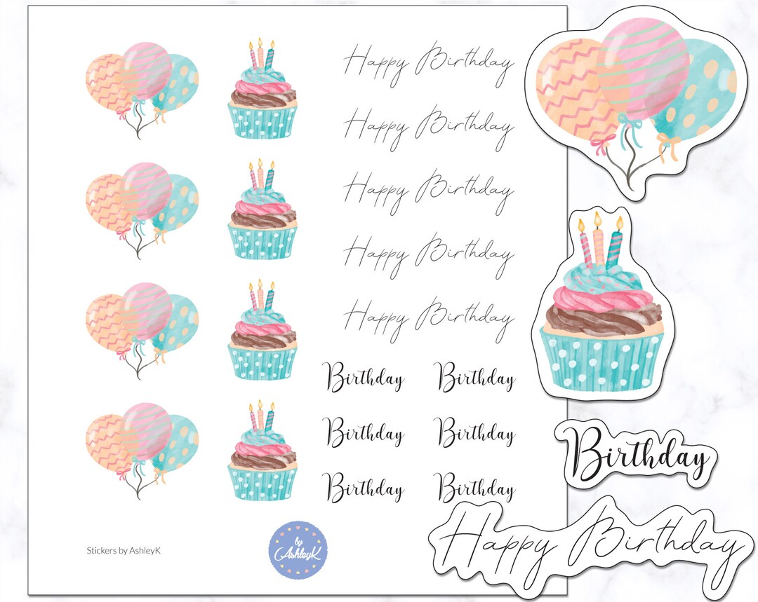 Birthday Planner Stickers | Happy Birthday Stickers | Birthday Tracker ...