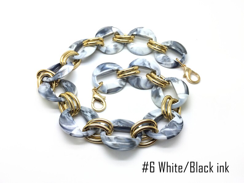 Flat 3.5cm ring acrylic chain in metal connection for purse | Etsy