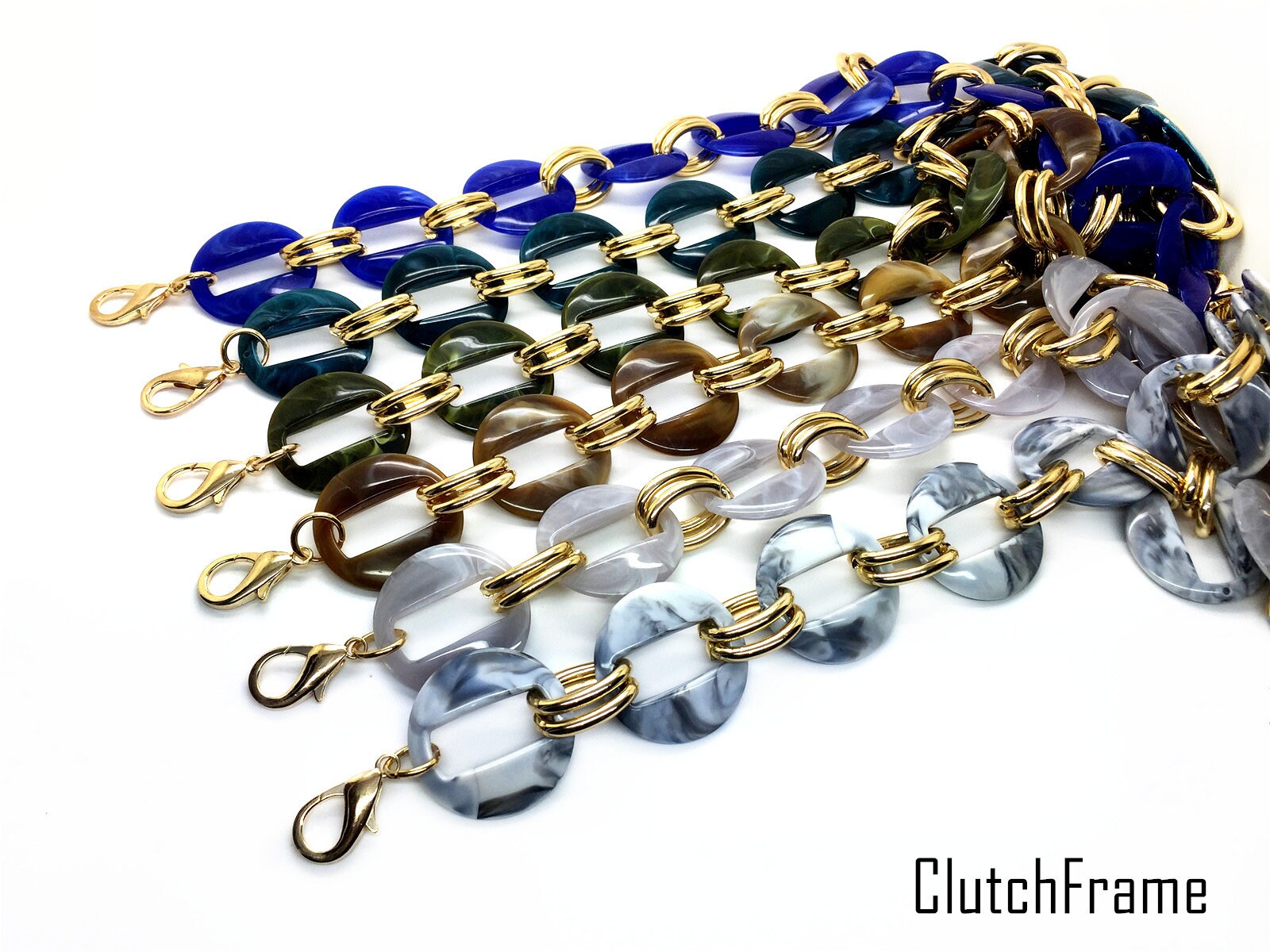 Flat 3.5cm ring acrylic chain in metal connection for purse | Etsy