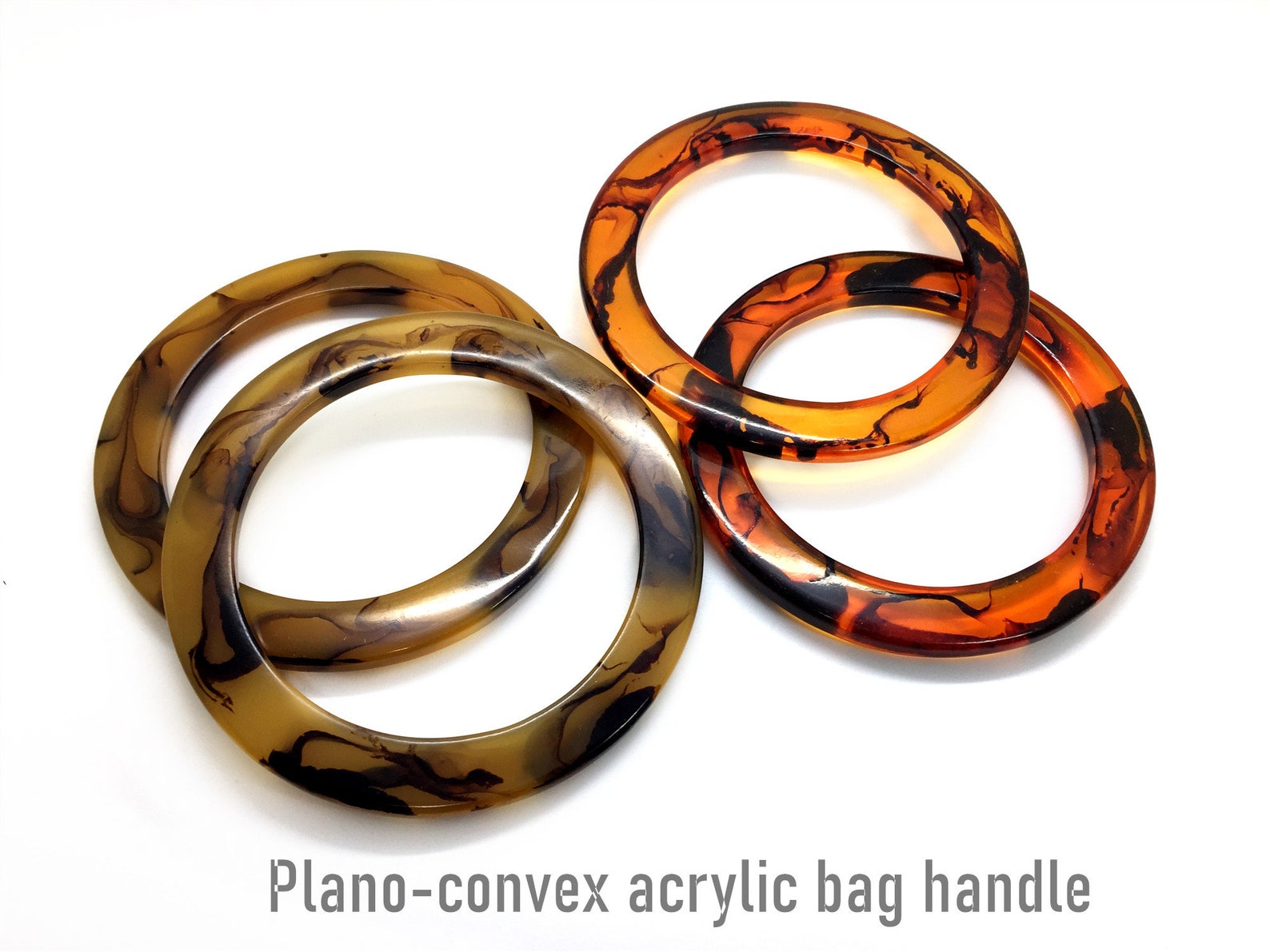 Outer 12cm Plano-convex Acrylic Bag Handle One Pair Tortoise - Etsy