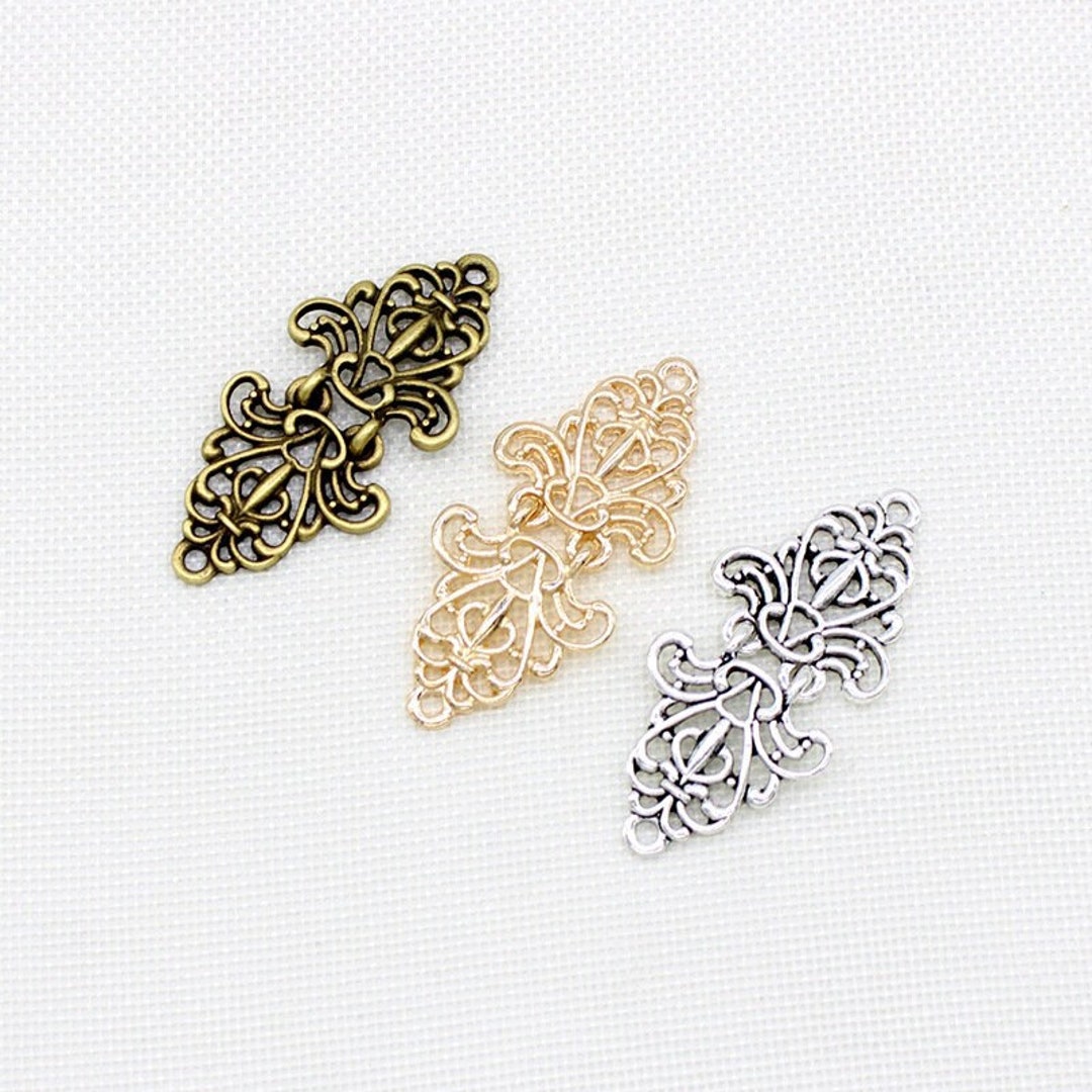 Celtic Cardigan Floral Sew-on Clasp, Metal Hook and Eye Frog Closure, 6 ...