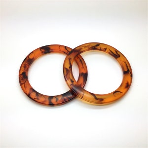 Outer 12cm Plano-convex Acrylic Bag Handle, One Pair, Tortoise Shell ...
