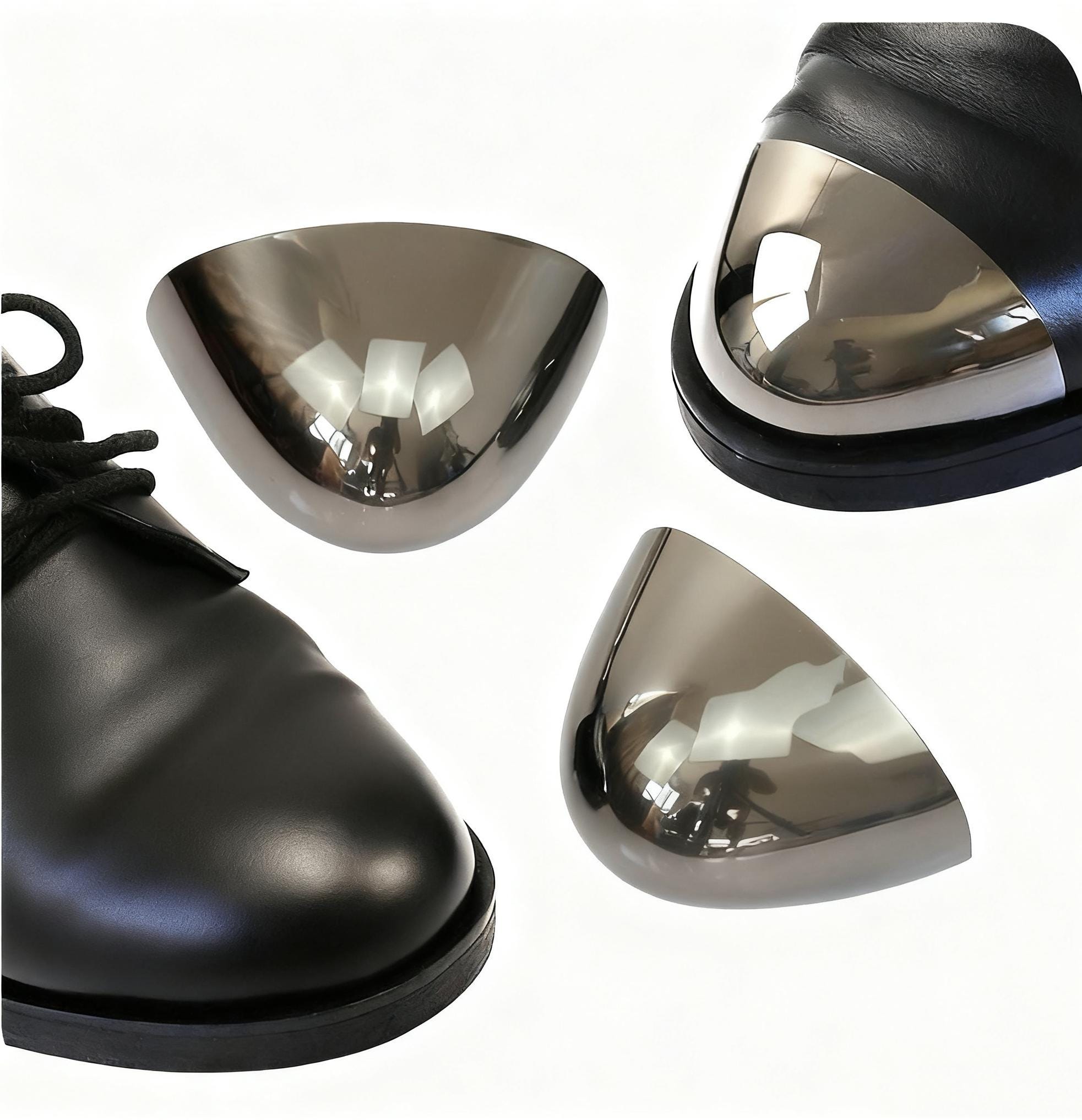 1 Pair Shoes Toe Pointed Protector, Man Black Leather Shoe Gunmetal ...