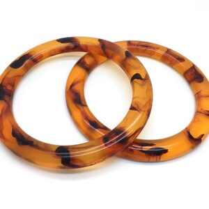 Outer 12cm Plano-convex Acrylic Bag Handle, One Pair, Tortoise Shell ...