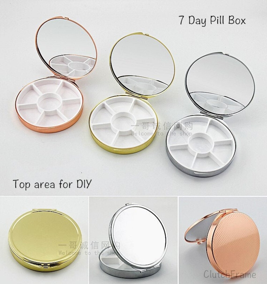 7 Days DIY Pill Mirror Box 5pcs/lot Dia. 9cm 3.5 - Etsy