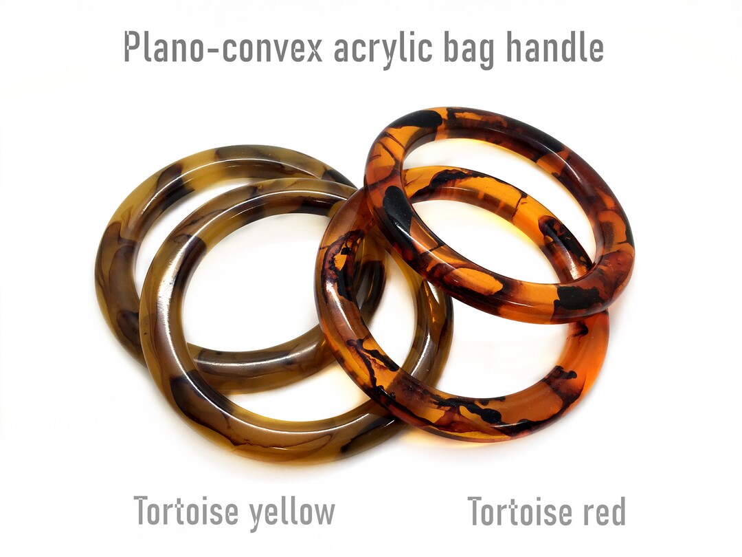 Outer 12cm Plano-convex Acrylic Bag Handle, One Pair, Tortoise Shell ...