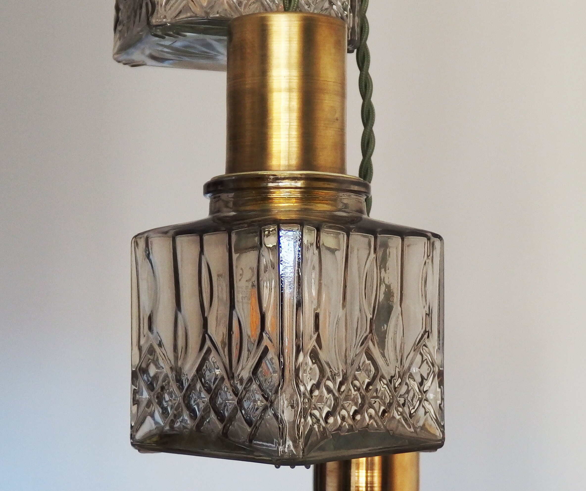 1 of 2 Cascade Pendant Light With 3 Smoked Pressed Glass Cubes - Etsy