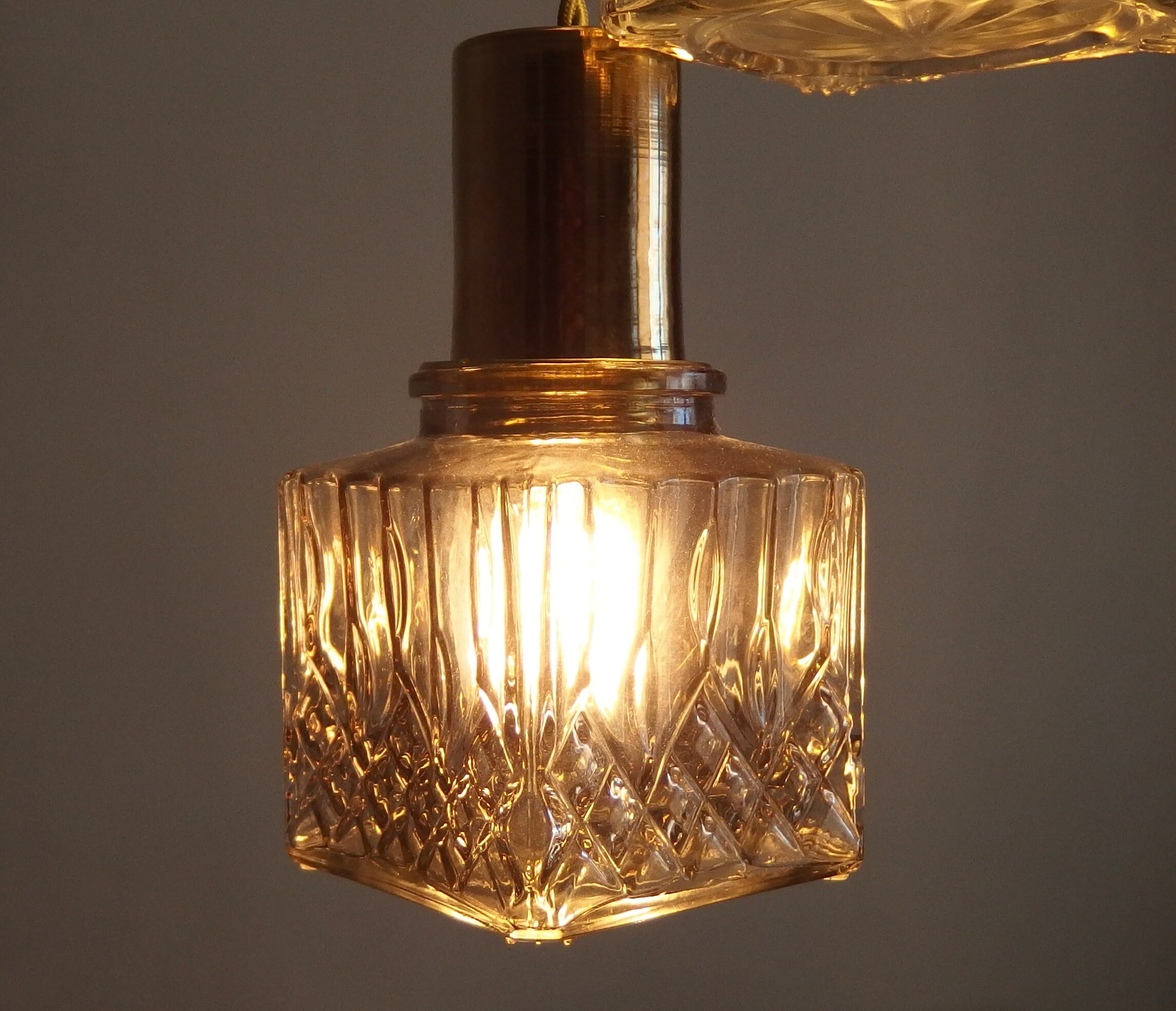 1 of 2 Cascade Pendant Light With 3 Smoked Pressed Glass Cubes - Etsy