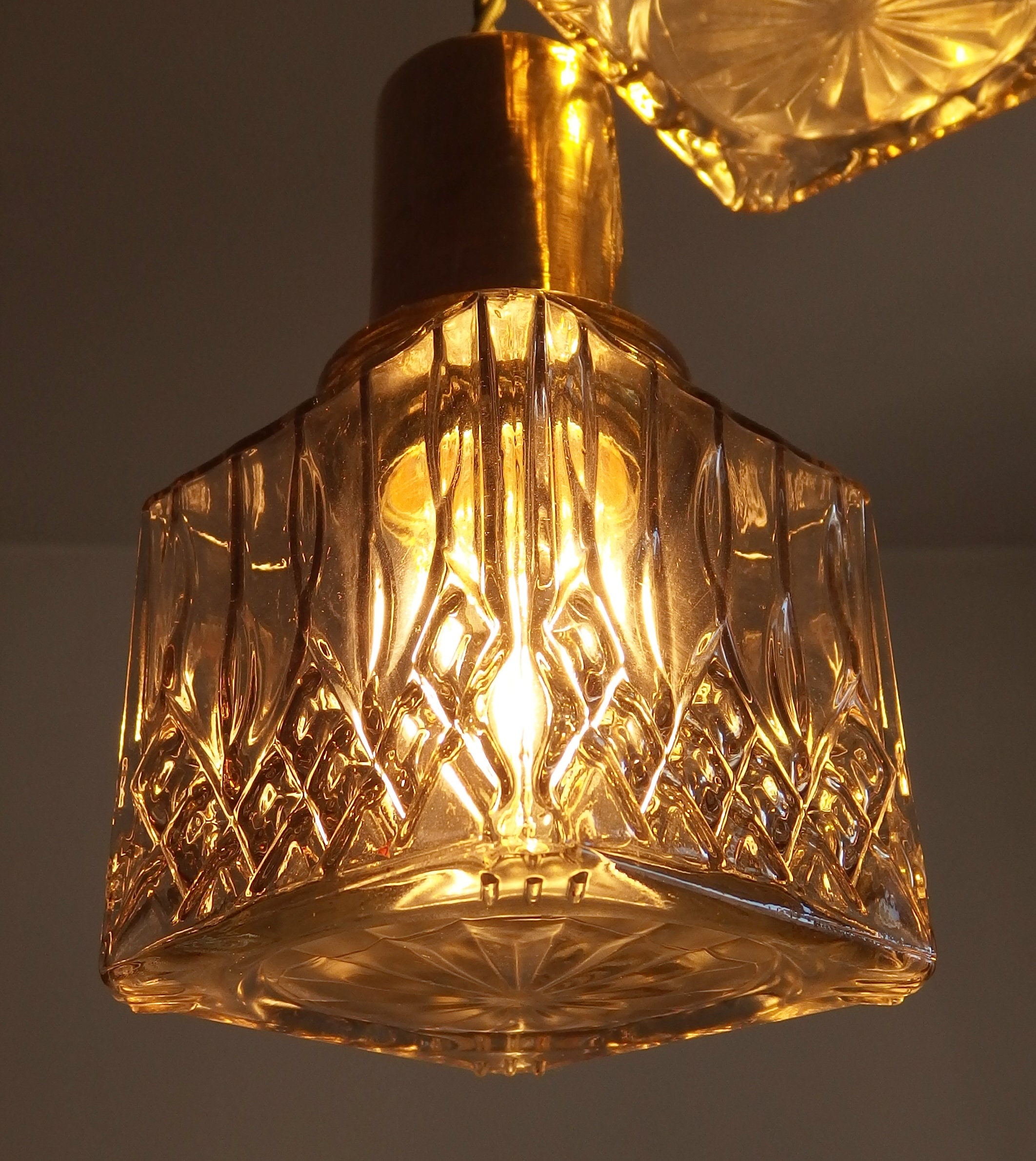1 of 2 Cascade Pendant Light With 3 Smoked Pressed Glass Cubes - Etsy