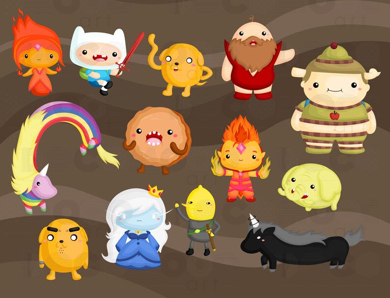 Adventure Time Clipart Cute Cartoon Clip Art Cute Kids | Etsy