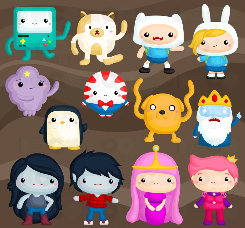 Adventure Time Clipart Cute Cartoon Clip Art Cute Kids | Etsy