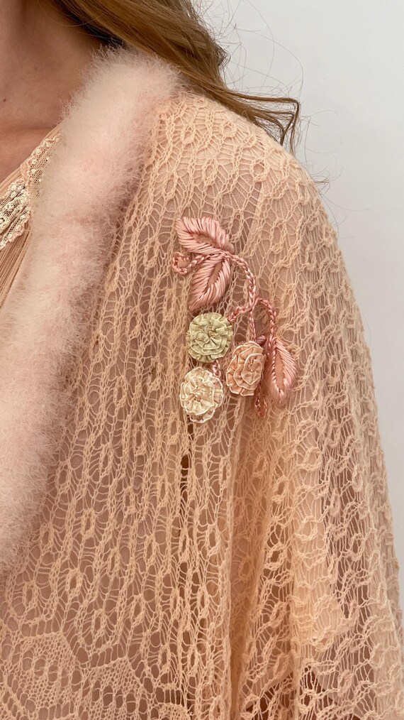 1920s boudoir jacket with ribbon flowers and swansdow… - Gem