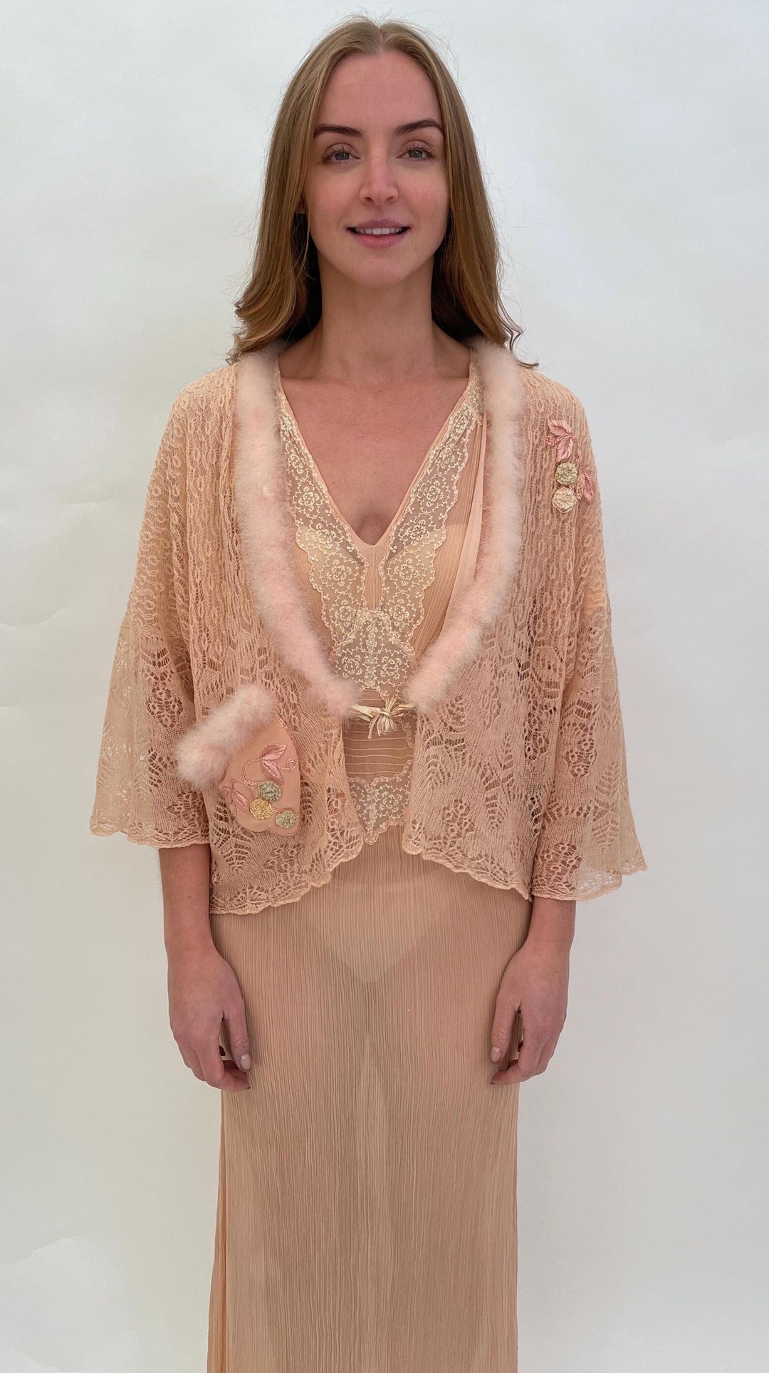 1920s Boudoir Jacket With Ribbon Flowers and Swansdown Trim - Etsy