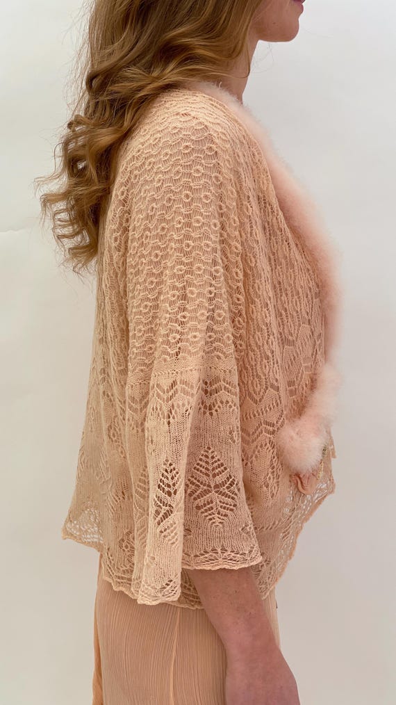 1920s boudoir jacket with ribbon flowers and swansdow… - Gem