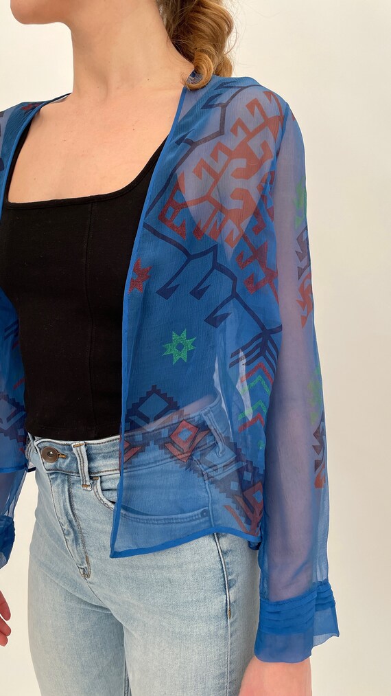 1920s chiffon jacket geometric design antique - Gem