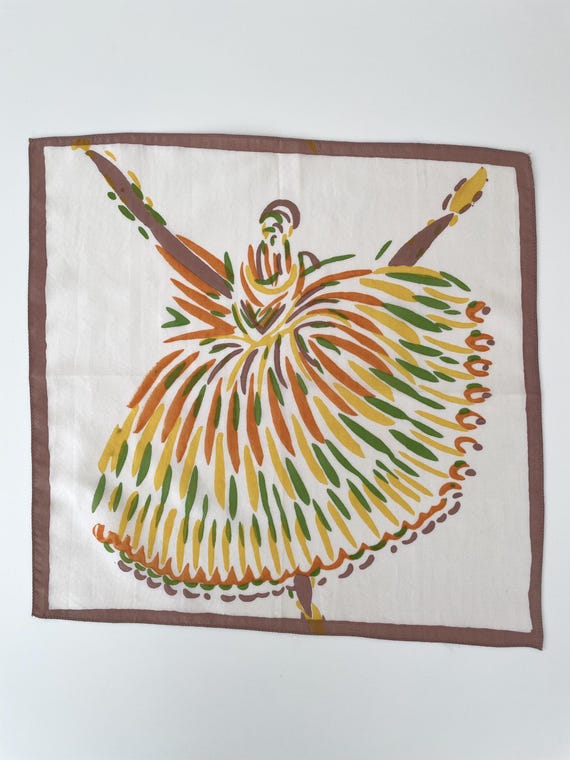 1920s Crysede silk handkerchief ballerina design - Gem