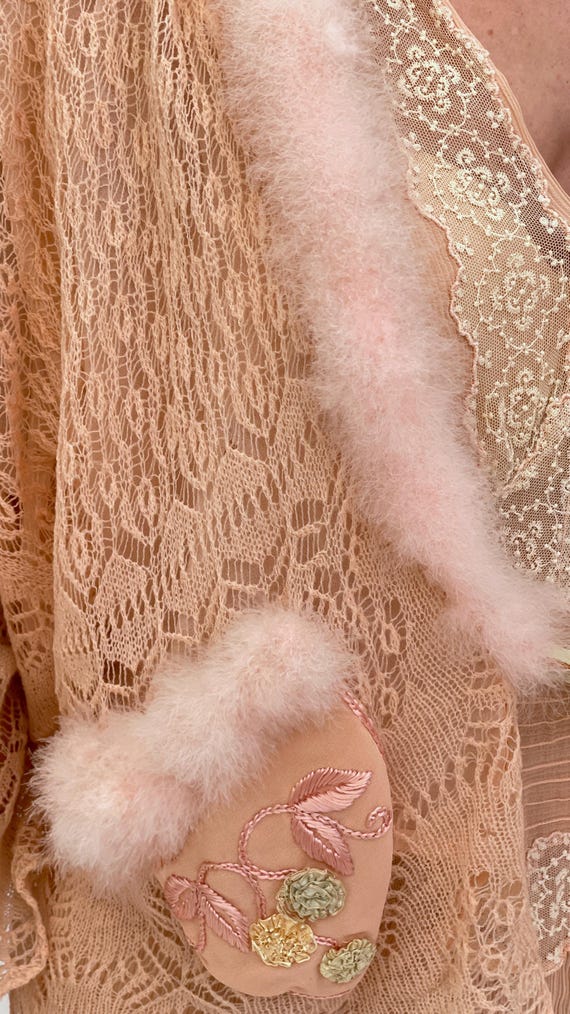 1920s boudoir jacket with ribbon flowers and swansdow… - Gem