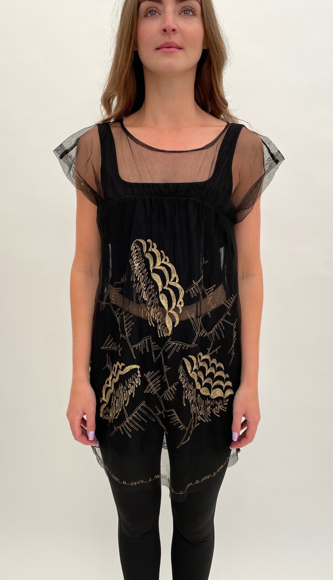1920s Tunic Blouse Art Deco Design in Gold Bullion Embroidered Thread ...