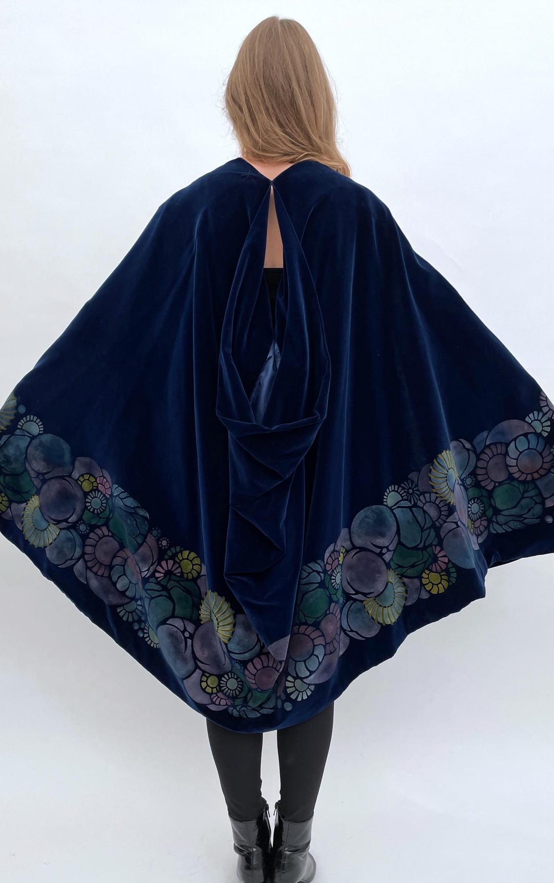 1920s Couture Velvet Cape Stencilled Design Antique - Etsy
