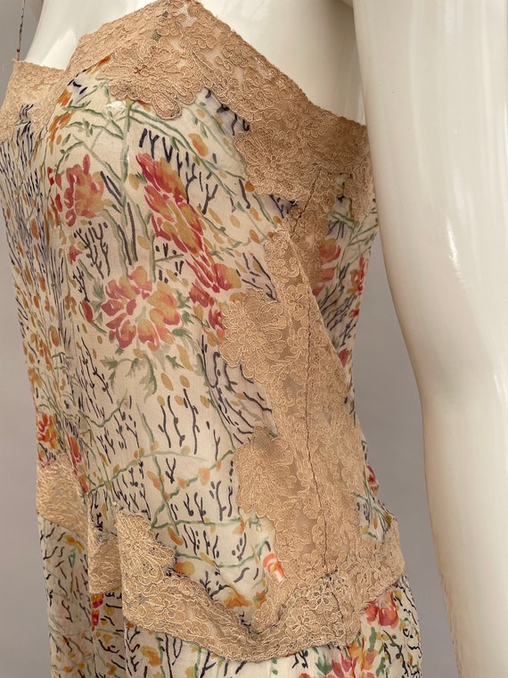 1920s teddy silk chiffon and lace antique - Gem