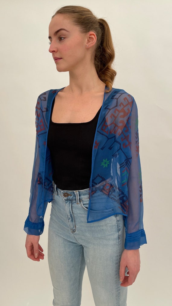 1920s chiffon jacket geometric design antique - Gem