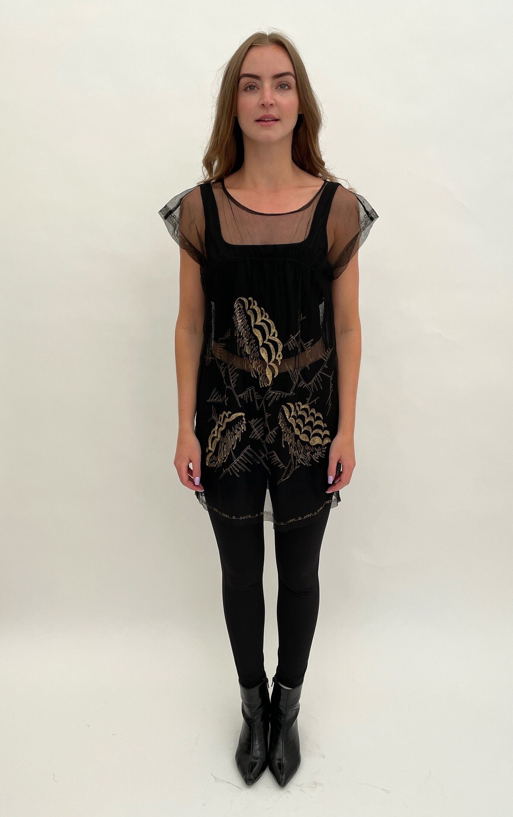 1920s Tunic Blouse Art Deco Design in Gold Bullion Embroidered Thread ...