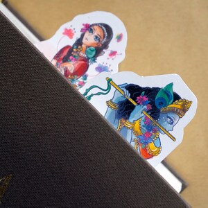 Radha & Krishna Bookmarks | Die Cut | Watercolour Art | Handmade ...