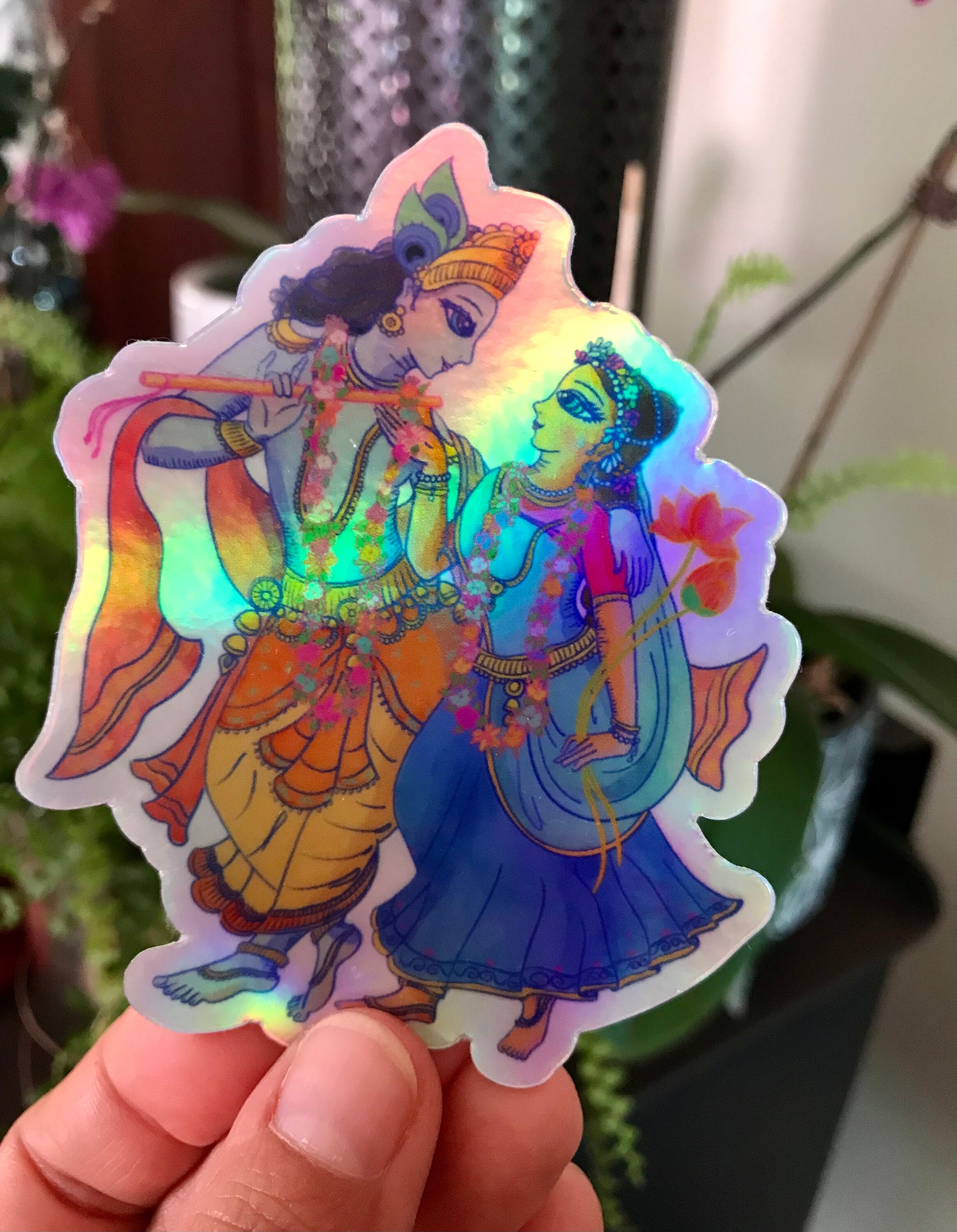 Radha & Krishna Holographic Sticker Water Resistant - Etsy