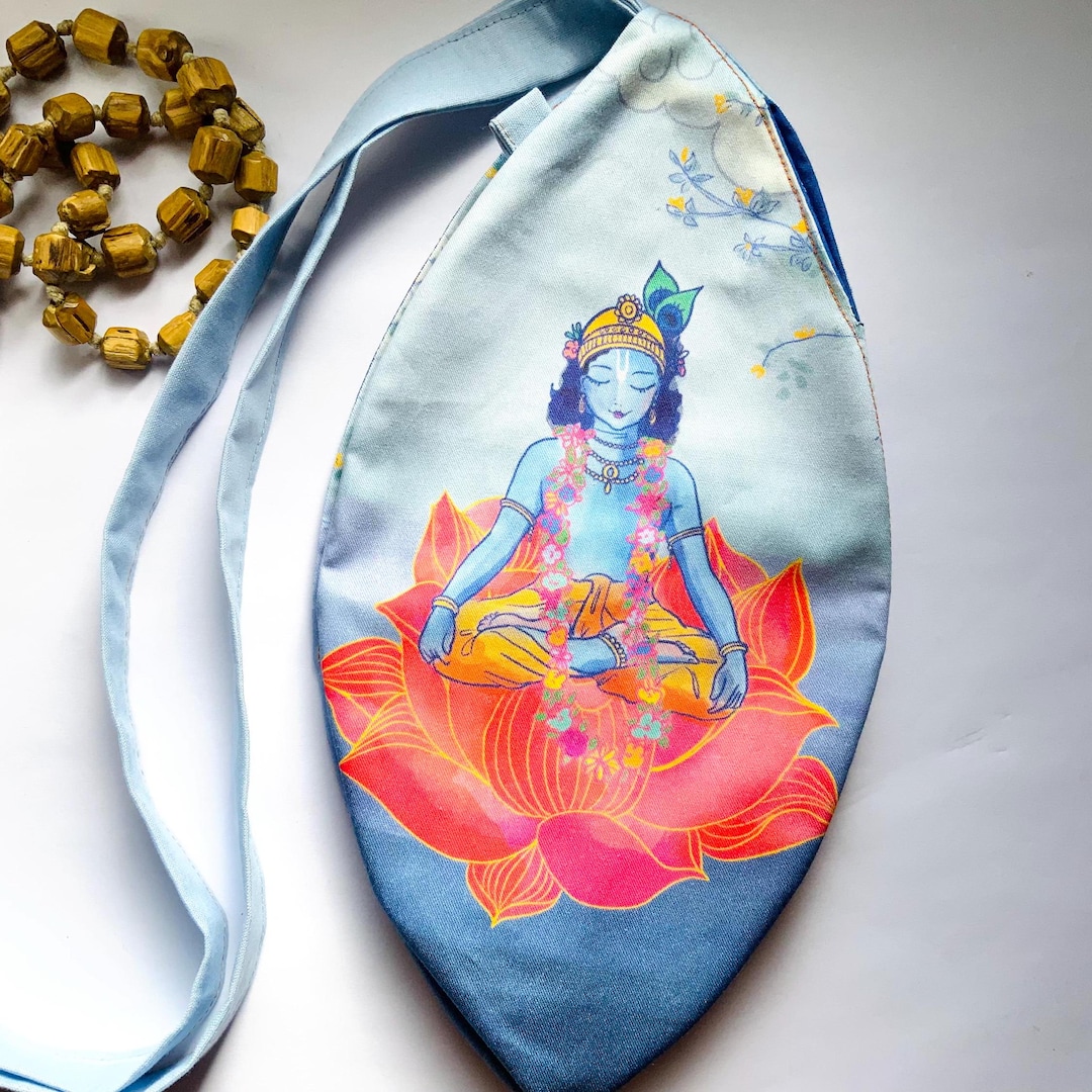 Japa Bag - Krishna Lotus Art - Hare Krishna Japa Mala Beads Bag ...