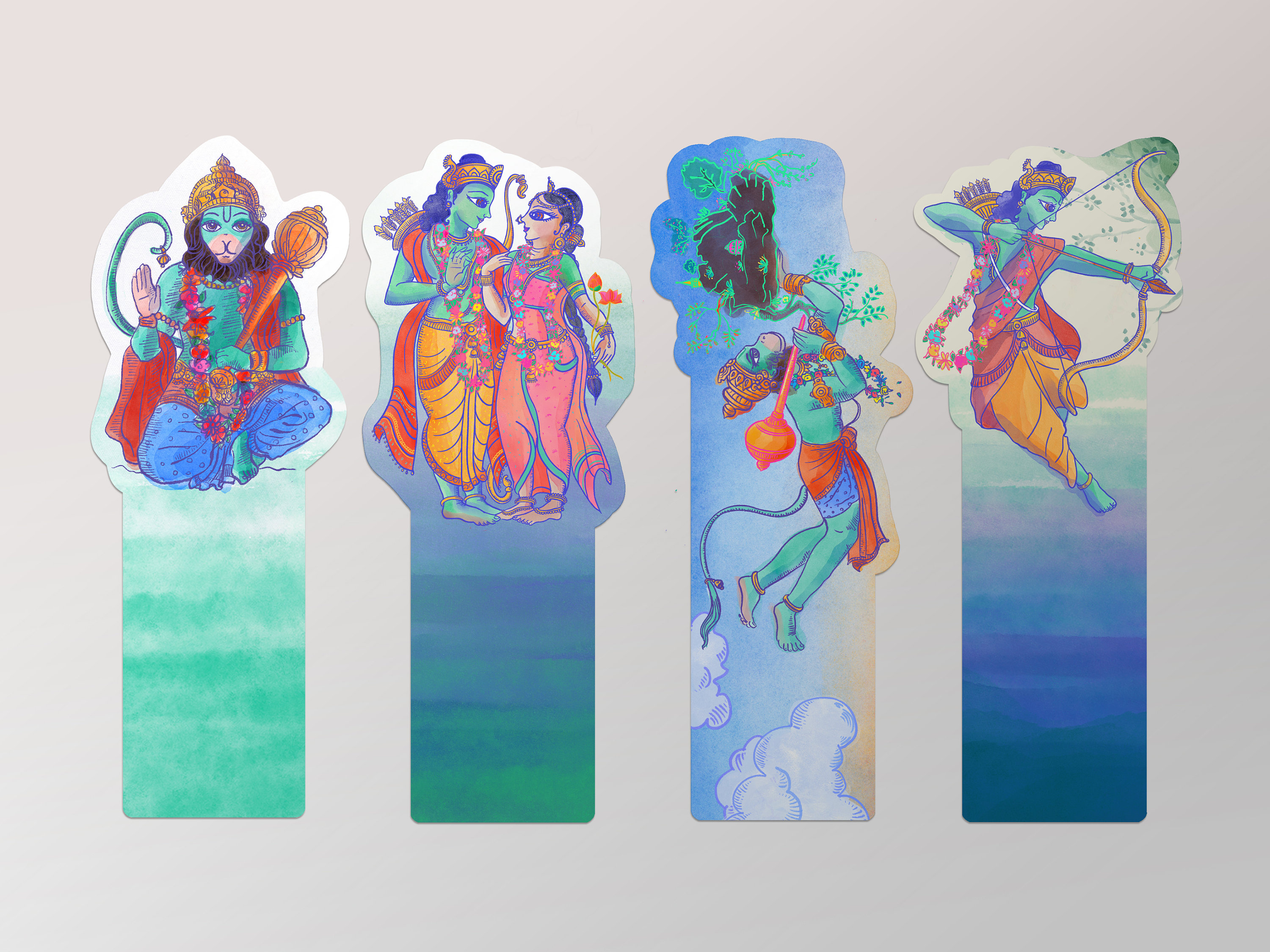Sita & Rama Bookmarks | Die Cut Bookmarks | Hanuman Bookmark | Handmade ...