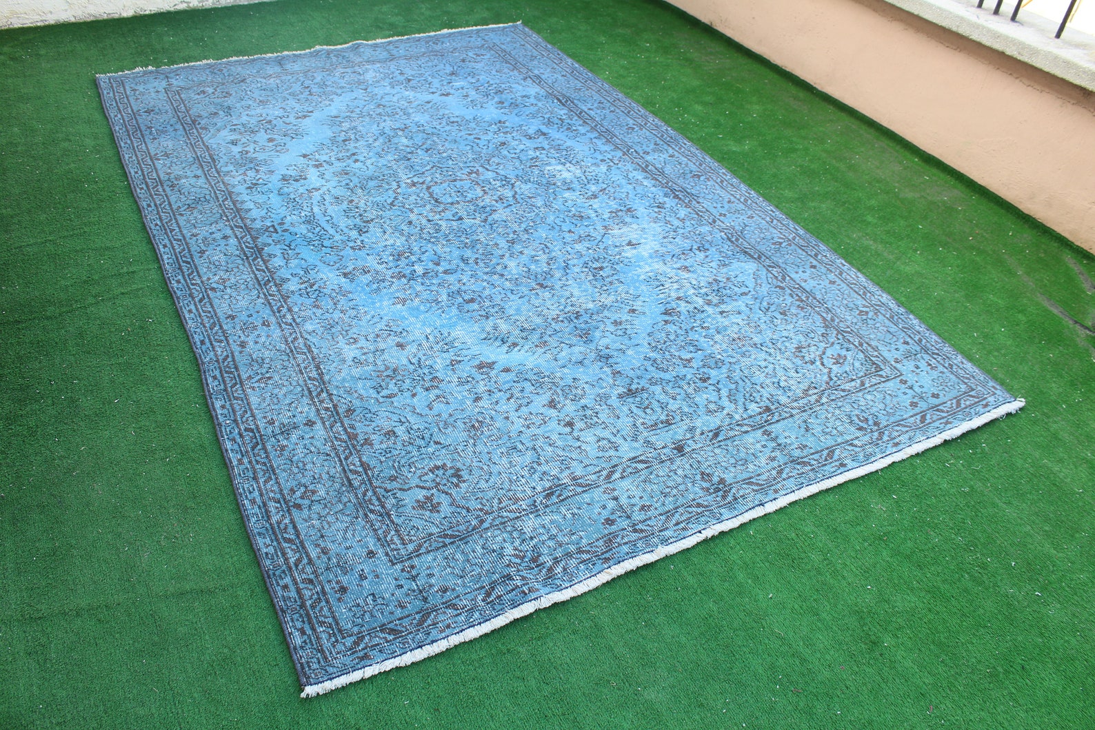Large Turkish Rug, Vintage Large Rug, Area Rug, Boho Rug, Overdyed Rug ...