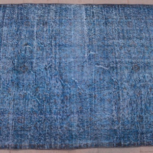 Overdyed Blue Rug, Oushak Overdyed Blue Rug, Area Rug, Vintage Rug ...
