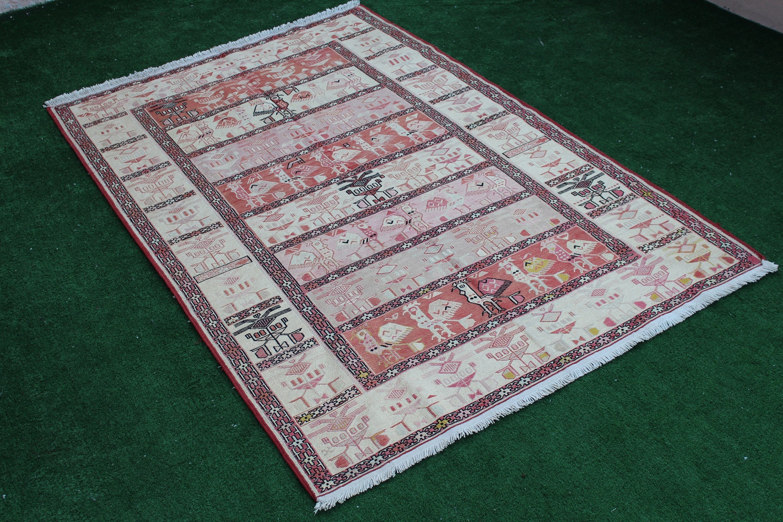 Unique Silk Soumak, Vintage Silk Soumak, Kilim Rug, Tribal Rug, Noah's ...